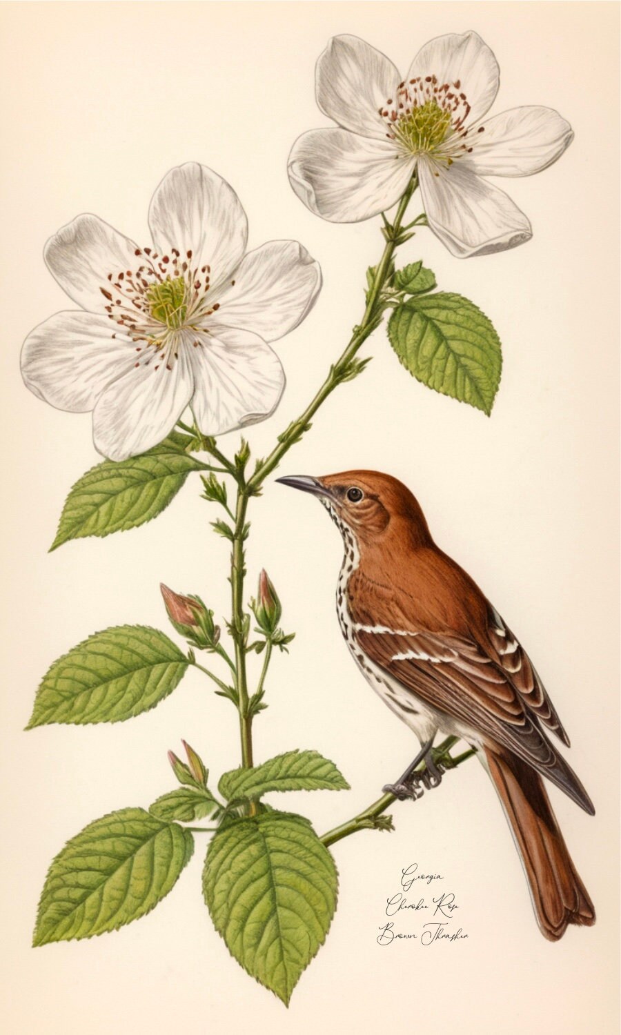 Vintage Georgia State Bird and Flower - Digital Download Art - Etsy