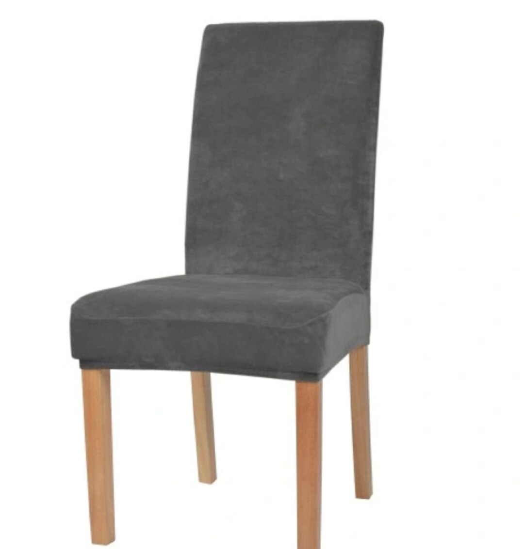 Dark GREY Velvet Standard Large Chair Cover /stretch Chair Cover /GREY ...