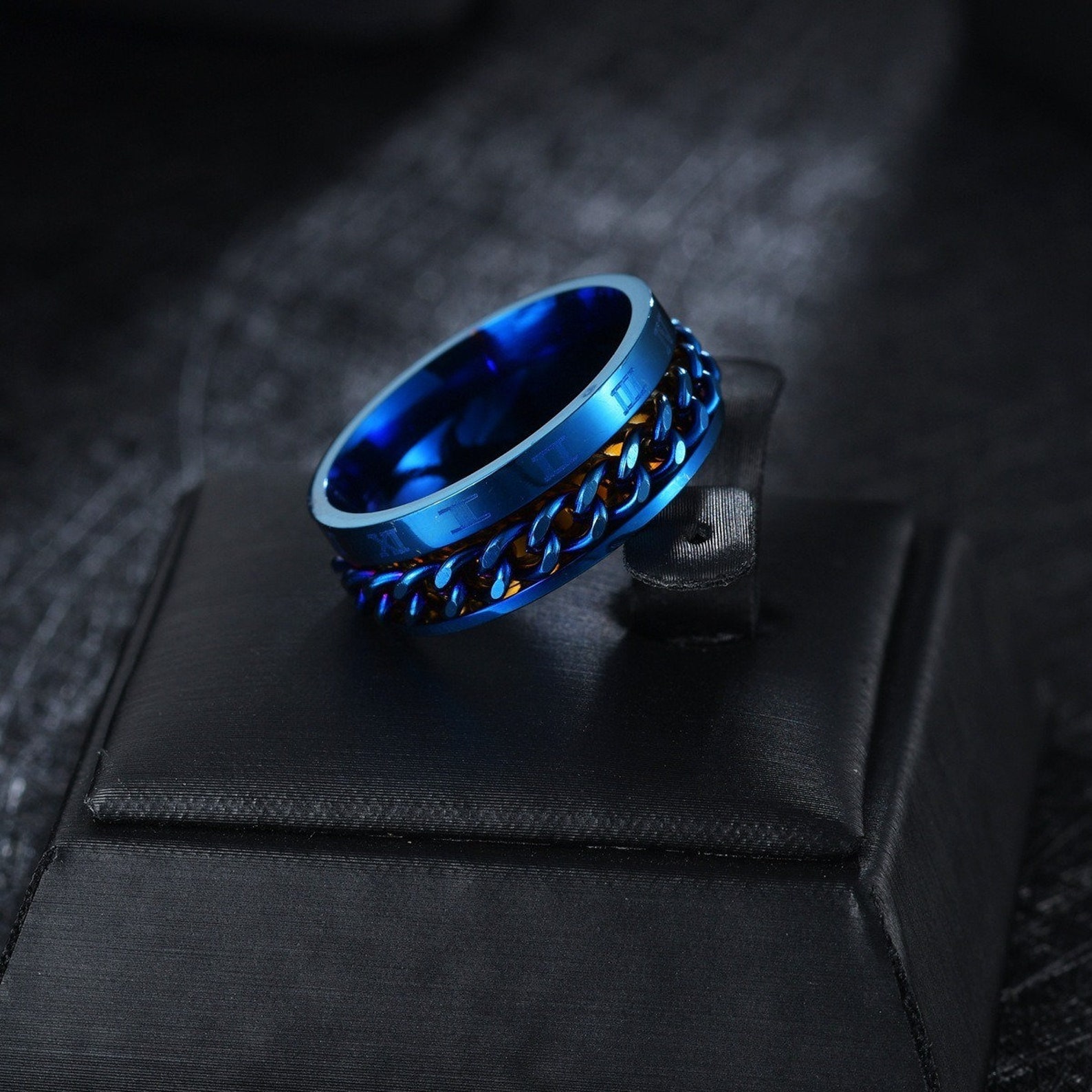 A Rotating Chain Ring Male Korean Hip Hop Network Red Titanium Steel ...