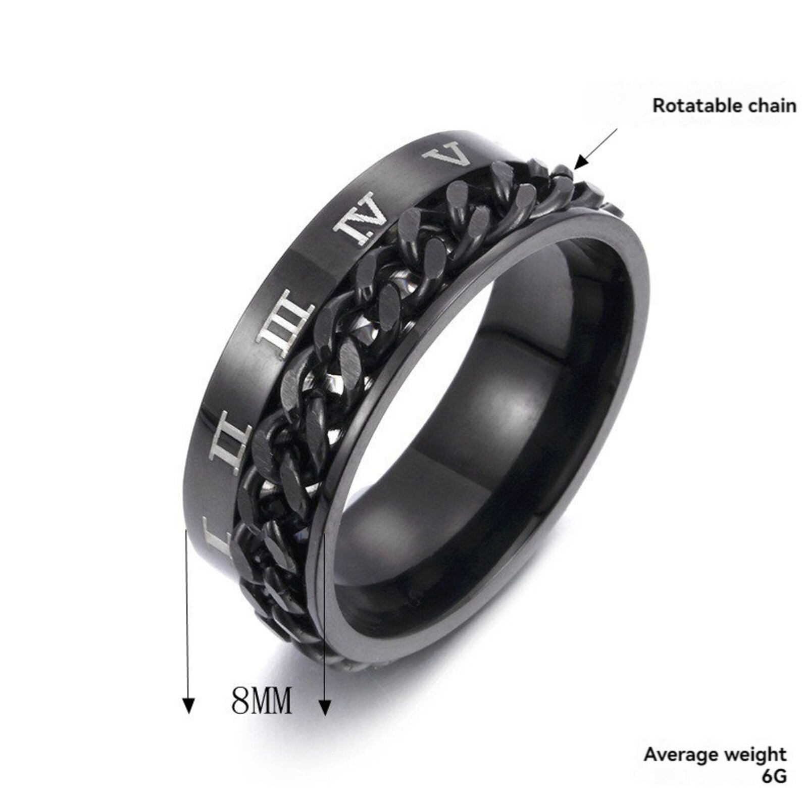 A Rotating Chain Ring Male Korean Hip Hop Network Red Titanium Steel ...
