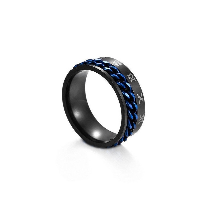 A Rotating Chain Ring Male Korean Hip Hop Network Red Titanium Steel ...