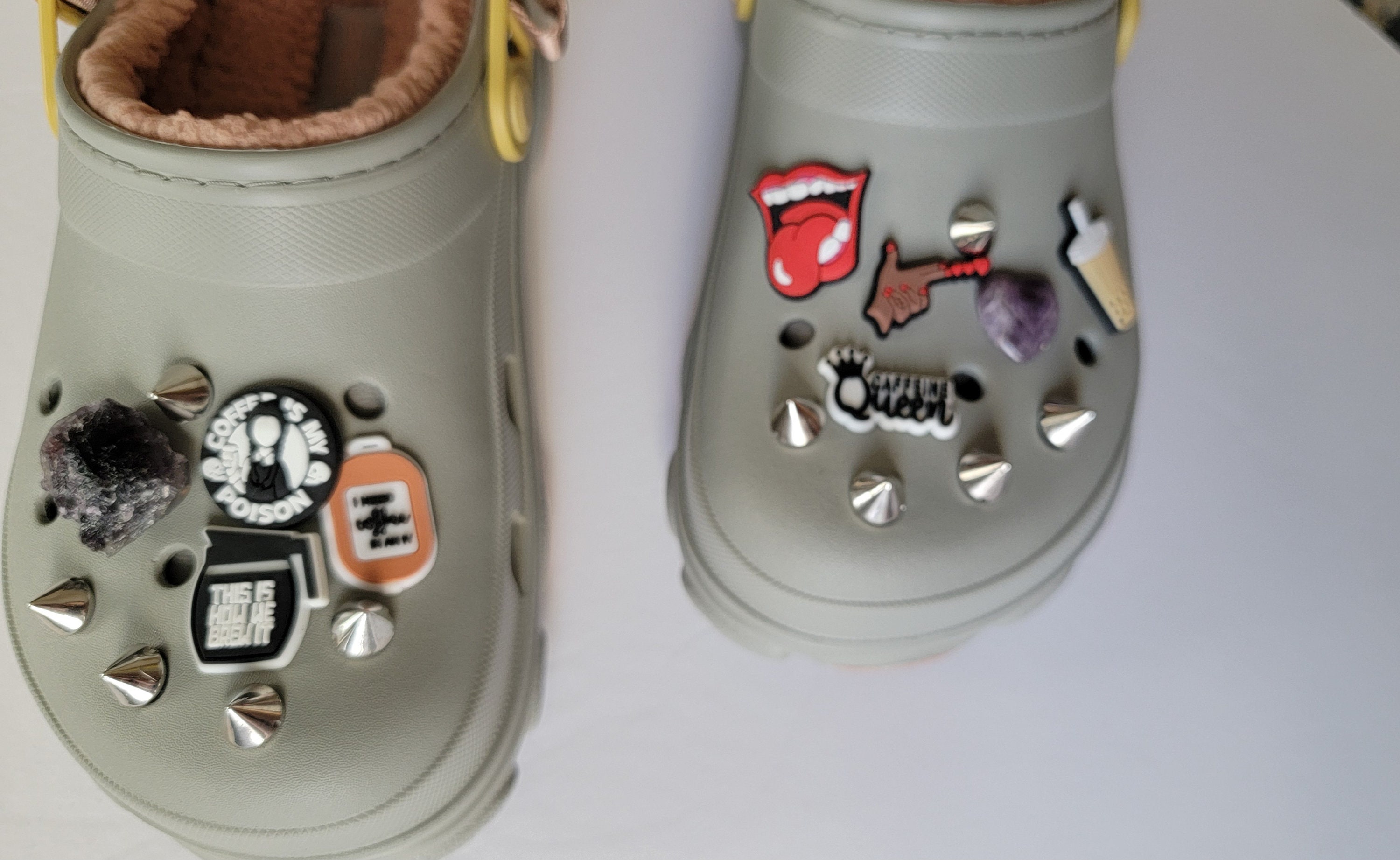 Croc Charm Set Stone Croc Charm spike Silver Charm-gothic Shoe Charms ...