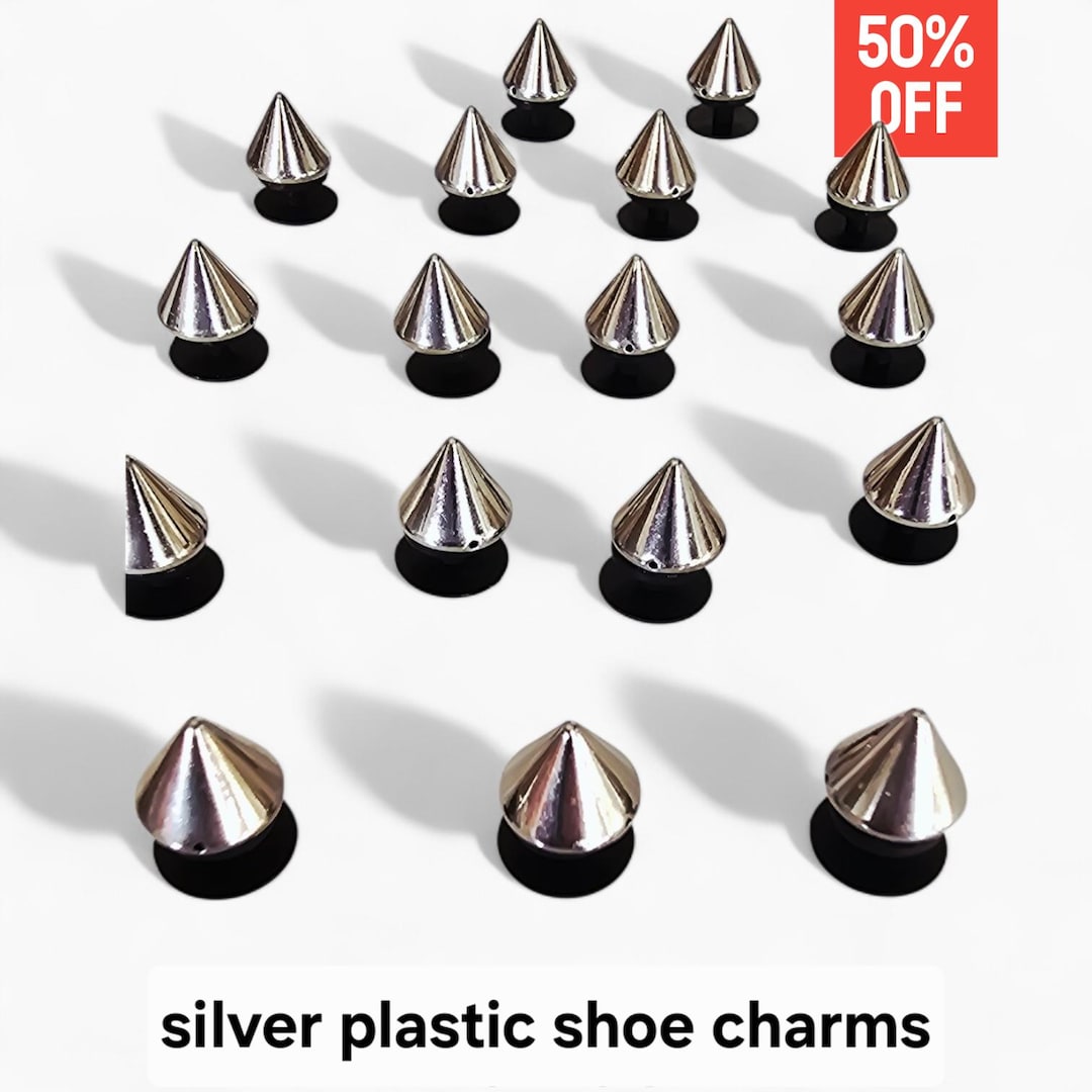 Silver Spike Shoe Charms – Plastic Cone Stud Rivets – Emo Punk Shoe ...