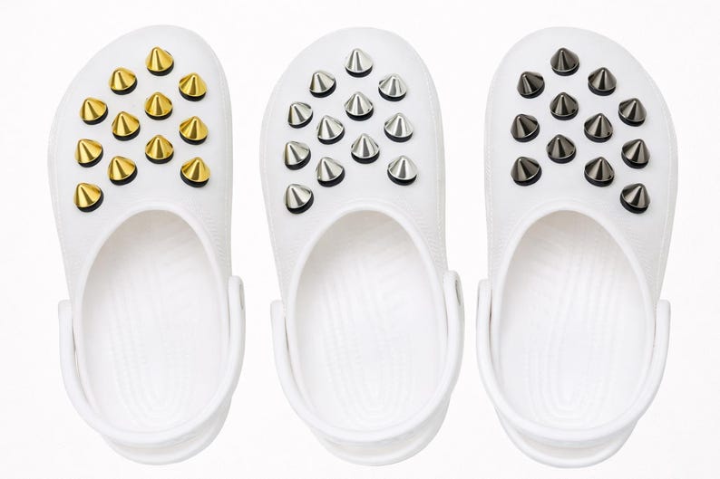 Silver Spike Shoe Charms – Plastic Cone Stud Rivets – Emo Punk Shoe ...