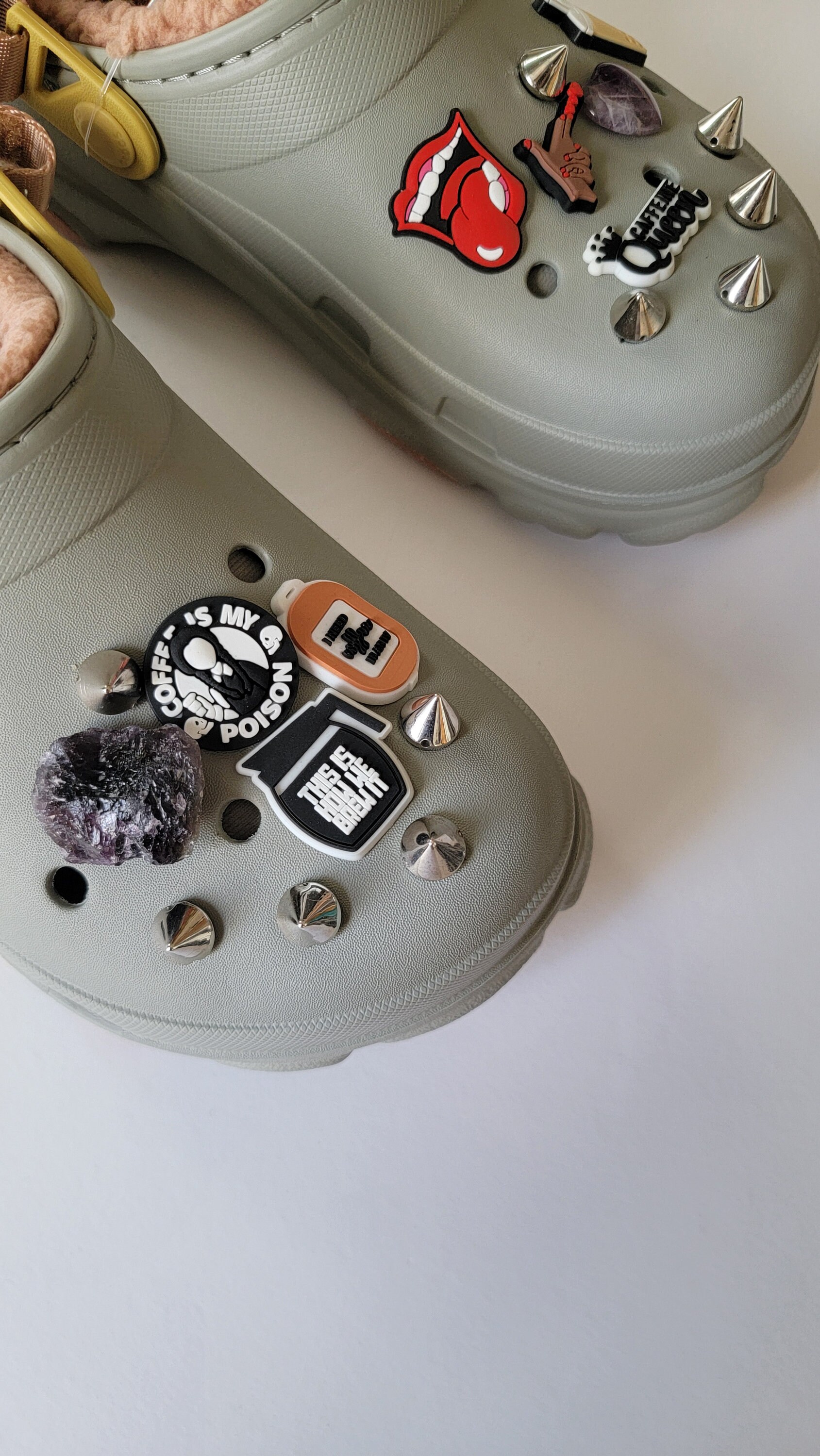 Croc Charm Set Stone Croc Charm spike Silver Charm-gothic Shoe Charms ...