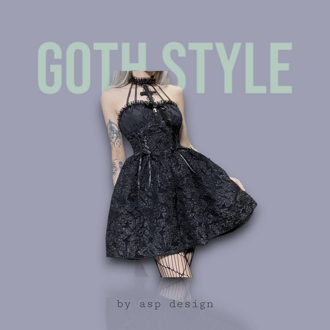 Goth Dark Mall Gothic Emo A-line Dresses Elegant Grunge Bandage Concert ...