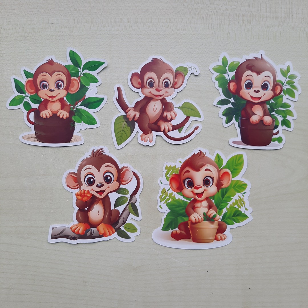 Vinyl Monkey Sticker Set for Kids and Animal Lovers. Perfect for ...