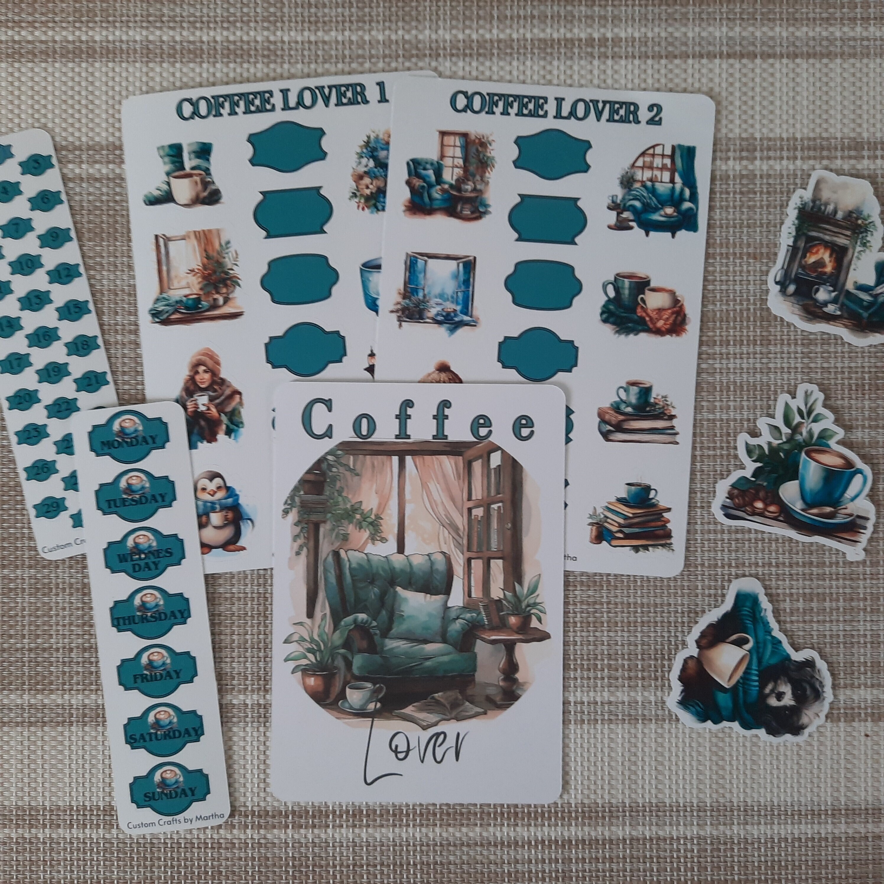 Coffee Lover Scrapbook Sticker Bundle for Paper Art Enthusiast, Paper ...