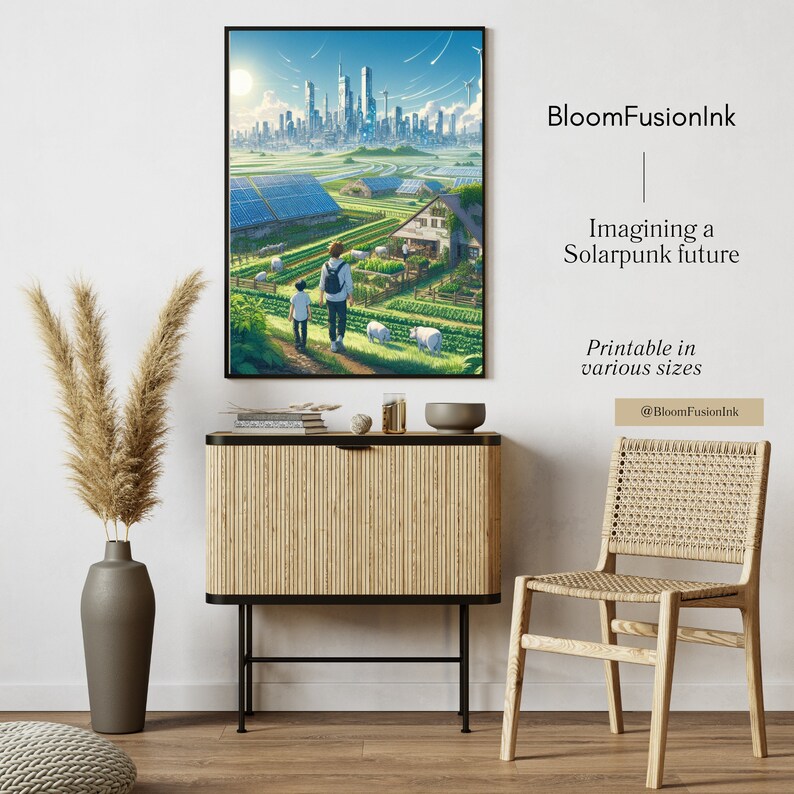 Solarpunk Farm Poster Digital Art Series 13 - Etsy