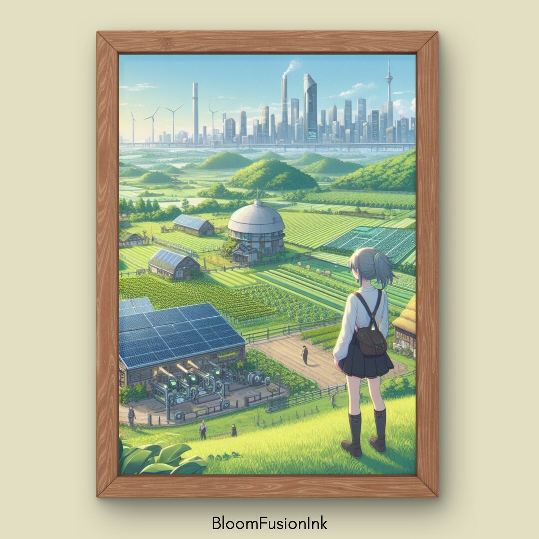 Solarpunk Farm Poster Digital Art Series 5 - Etsy