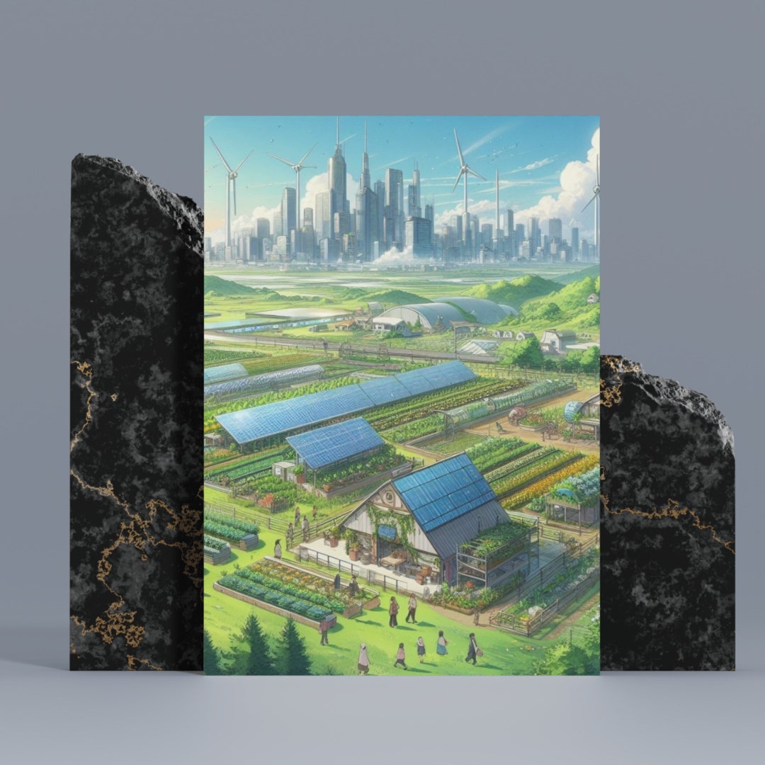 Solarpunk Farm Poster Digital Art Series 18 - Etsy