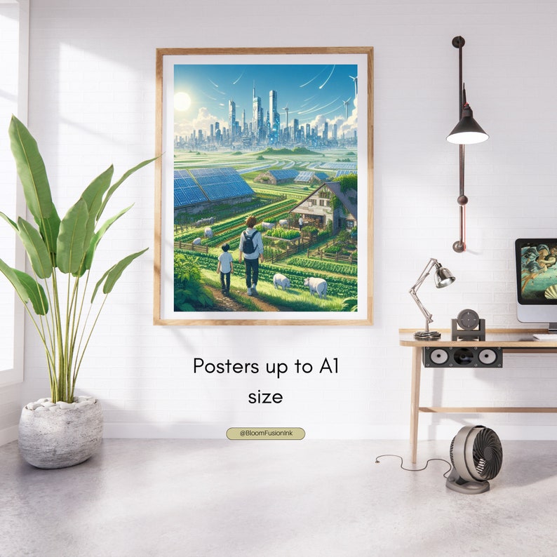 Solarpunk Farm Poster Digital Art Series 13 - Etsy