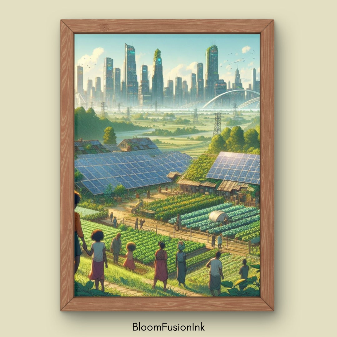 Solarpunk Farm Poster Digital Art Series 15 - Etsy