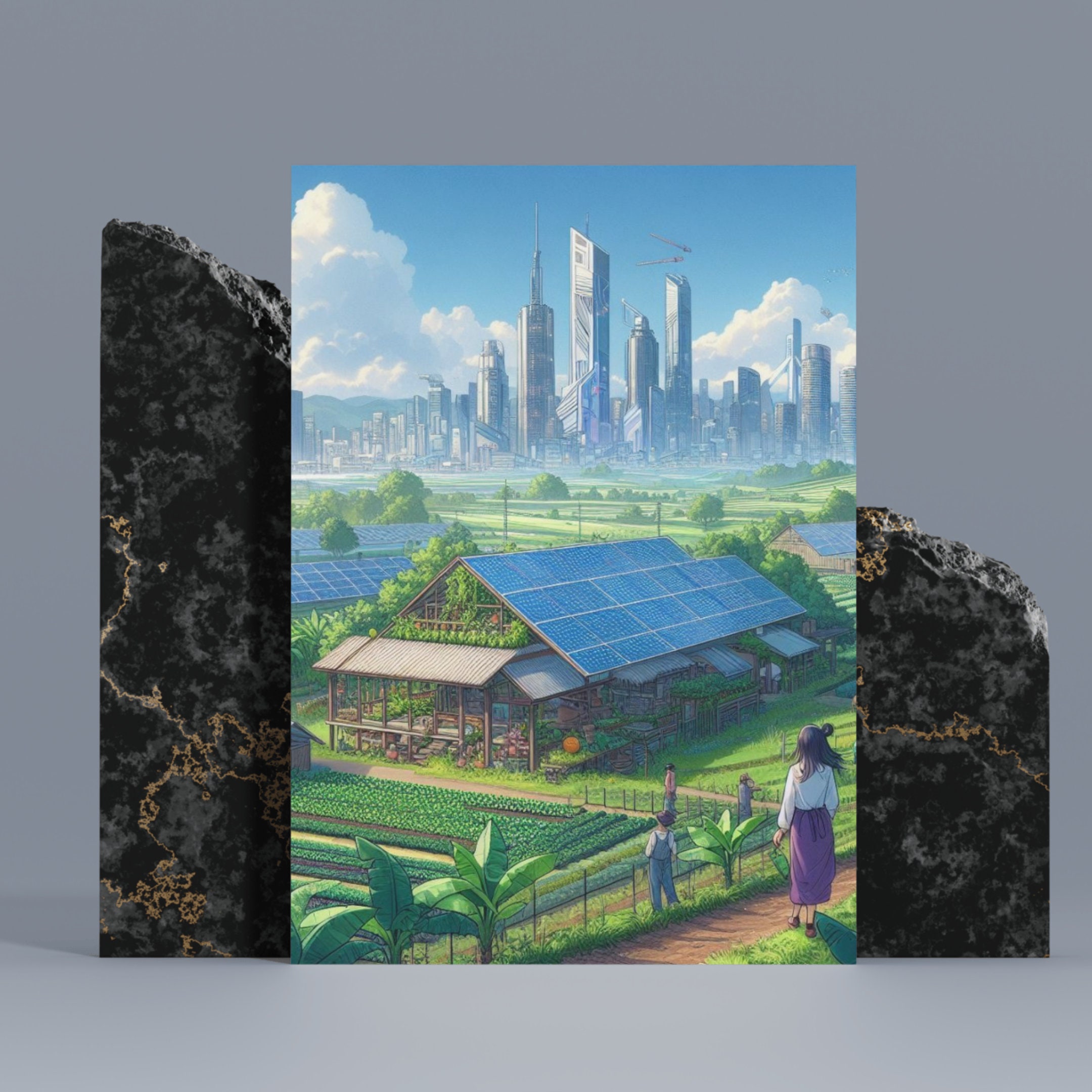 Solarpunk Farm Poster Digital Art Series 19 - Etsy