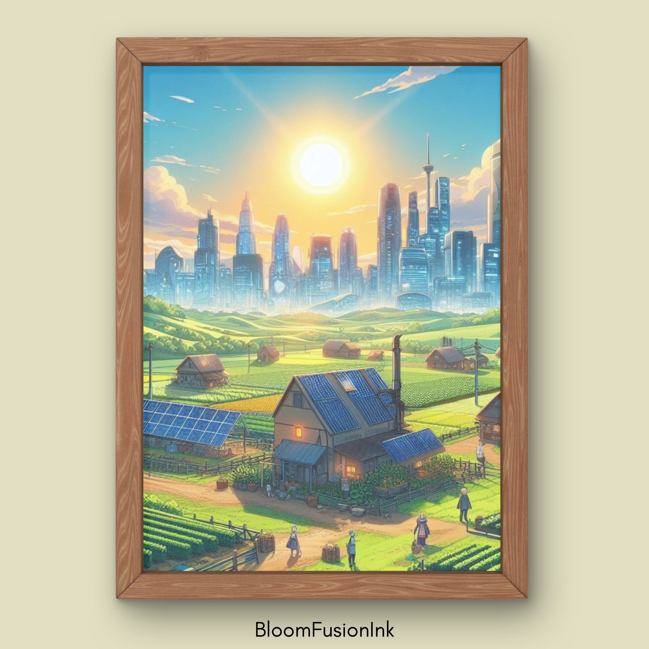 Solarpunk Farm Poster Digital Art Series 4 - Etsy