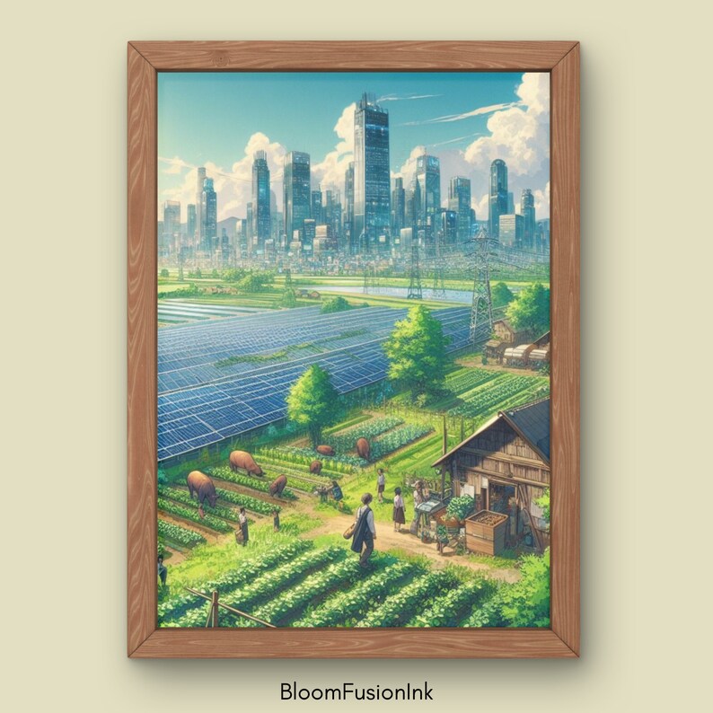 Solarpunk Farm Poster Digital Art Series 16 - Etsy