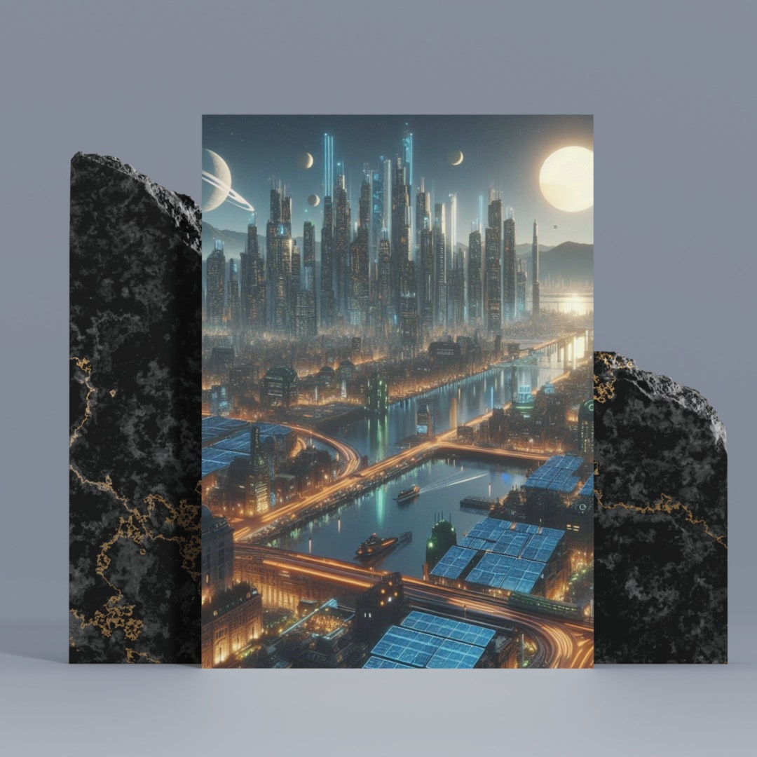 Solarpunk City Poster Digital Art Series 1 - Etsy