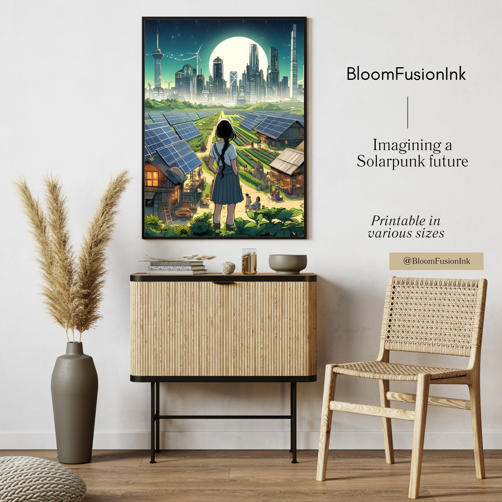 Solarpunk City Poster, Solarpunk, City Posted, Futuristics, Ecological ...