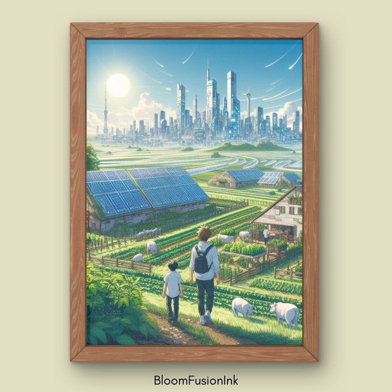 Solarpunk Farm Poster Digital Art Series 13 - Etsy