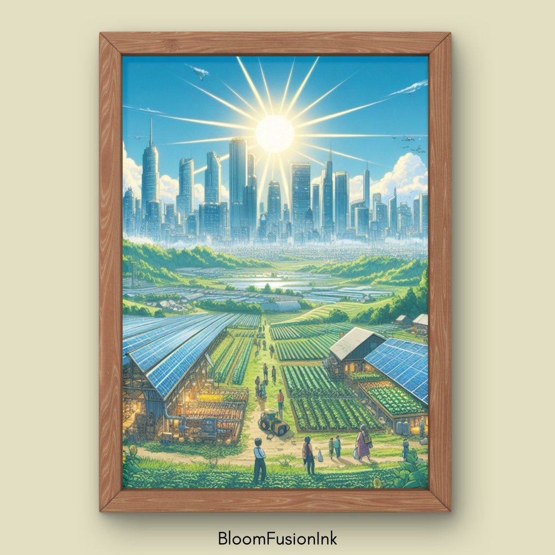 Solarpunk Farm Poster Digital Art Series 14 - Etsy