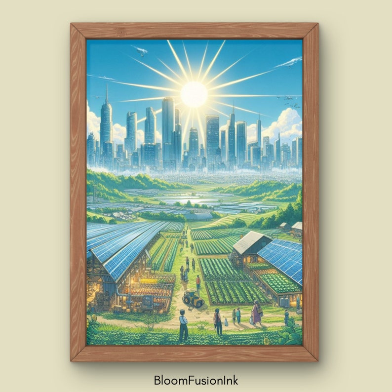 Solarpunk Farm Poster Digital Art Series 14 - Etsy