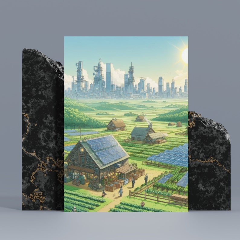 Solarpunk Farm Poster Digital Art Series 6 - Etsy