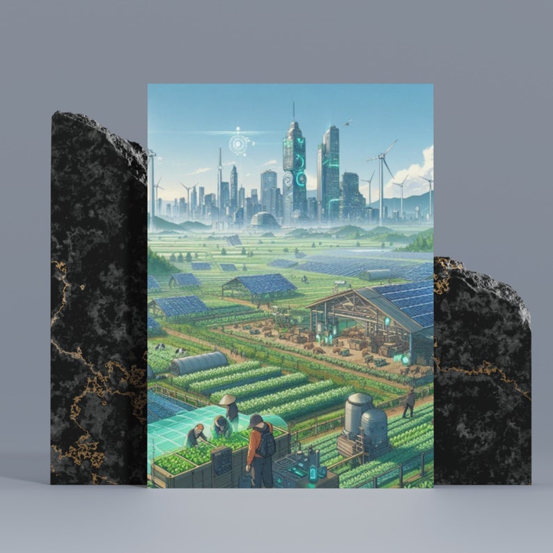 Solarpunk Farm Poster Digital Art Series 12 - Etsy