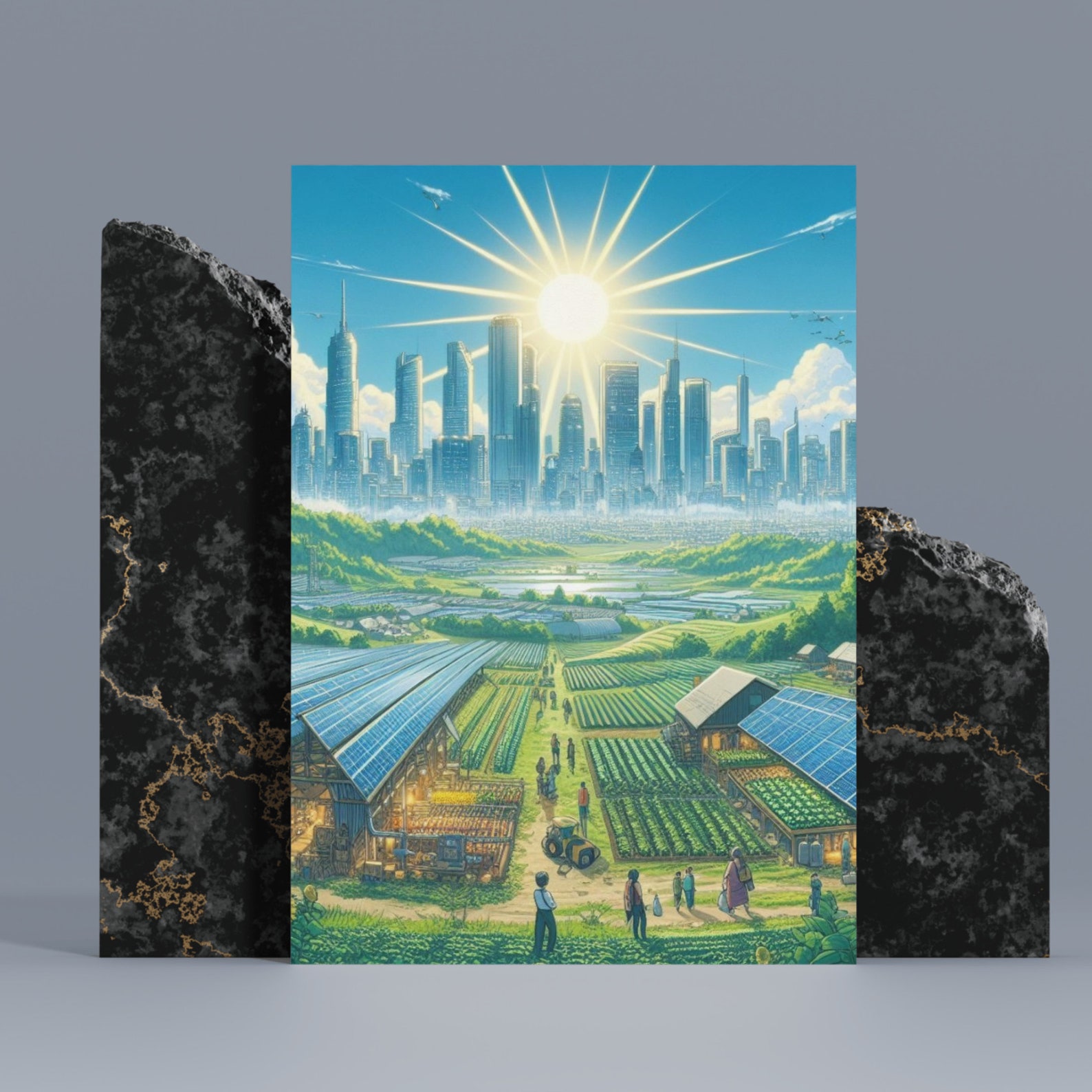 Solarpunk Farm Poster Digital Art Series 14 - Etsy