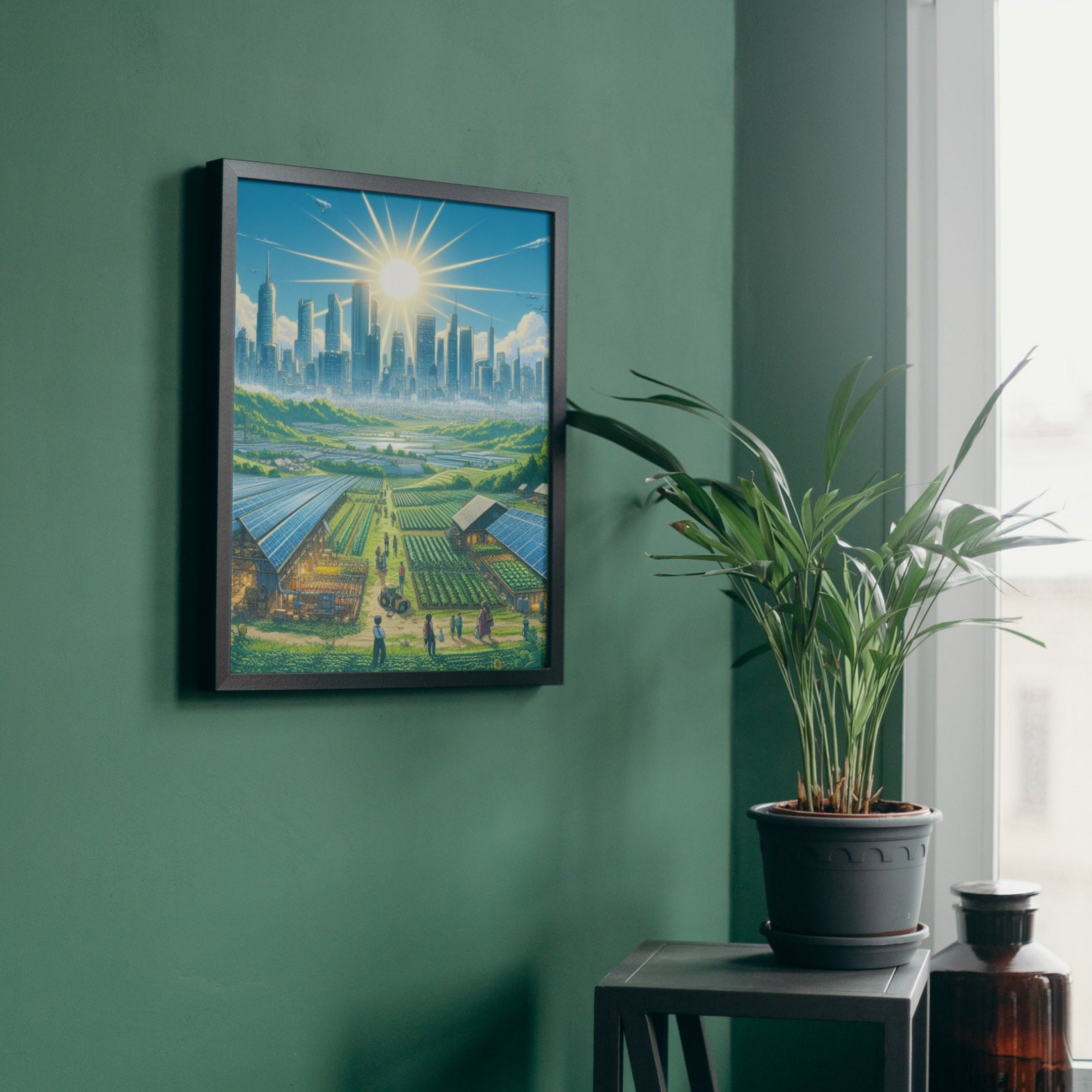 Solarpunk Farm Poster Digital Art Series 14 - Etsy