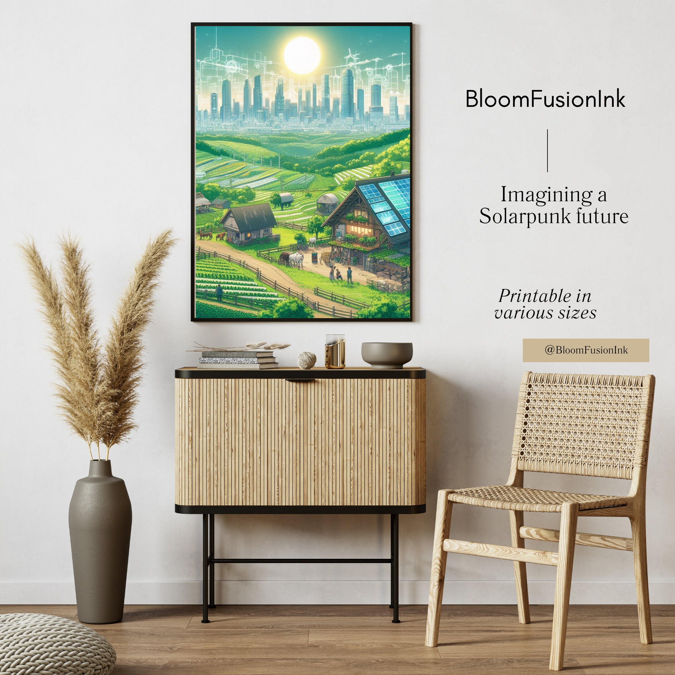 Solarpunk Farm Poster Digital Art Series - Etsy