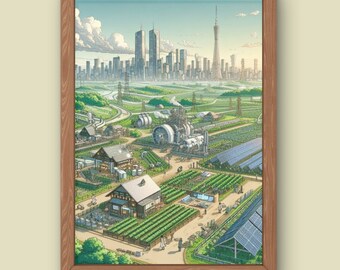 Solarpunk Farm Poster Digital Art Series 14 - Etsy