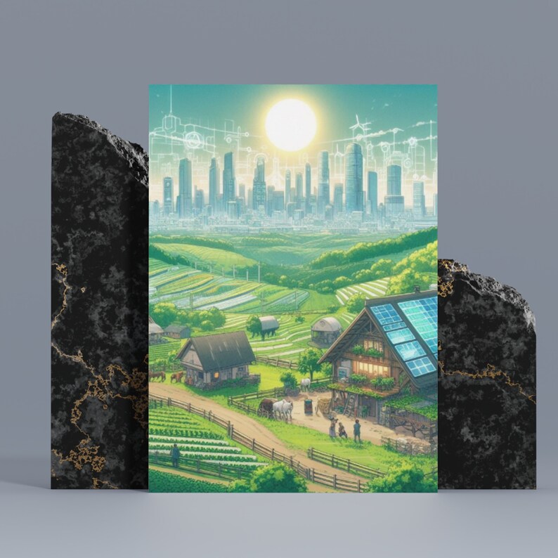 Solarpunk Farm Poster Digital Art Series - Etsy