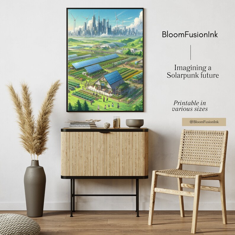 Solarpunk Farm Poster Digital Art Series 18 - Etsy