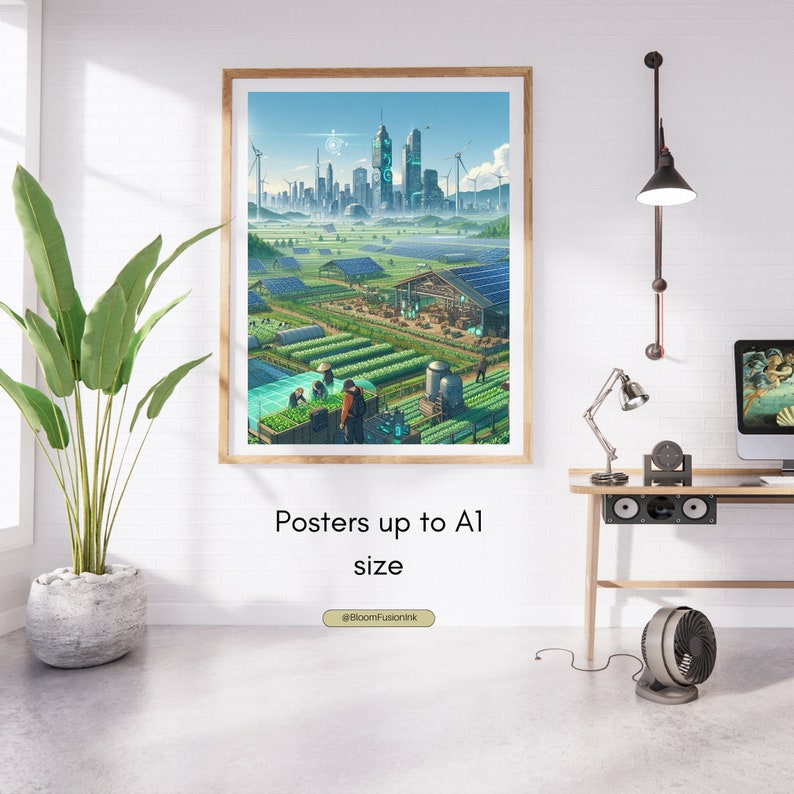 Solarpunk Farm Poster Digital Art Series 12 - Etsy