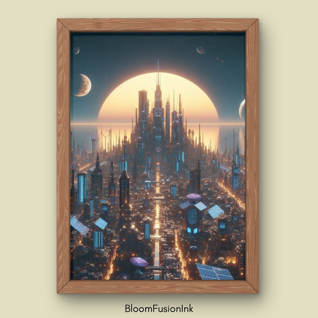 Solarpunk City Poster Digital Art Series 3 - Etsy