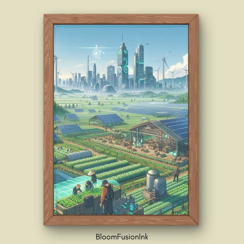 Solarpunk Farm Poster Digital Art Series 20 - Etsy