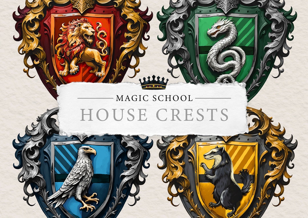 Magic School Houses Crests Clipart Wizard School Faculties Coats of ...