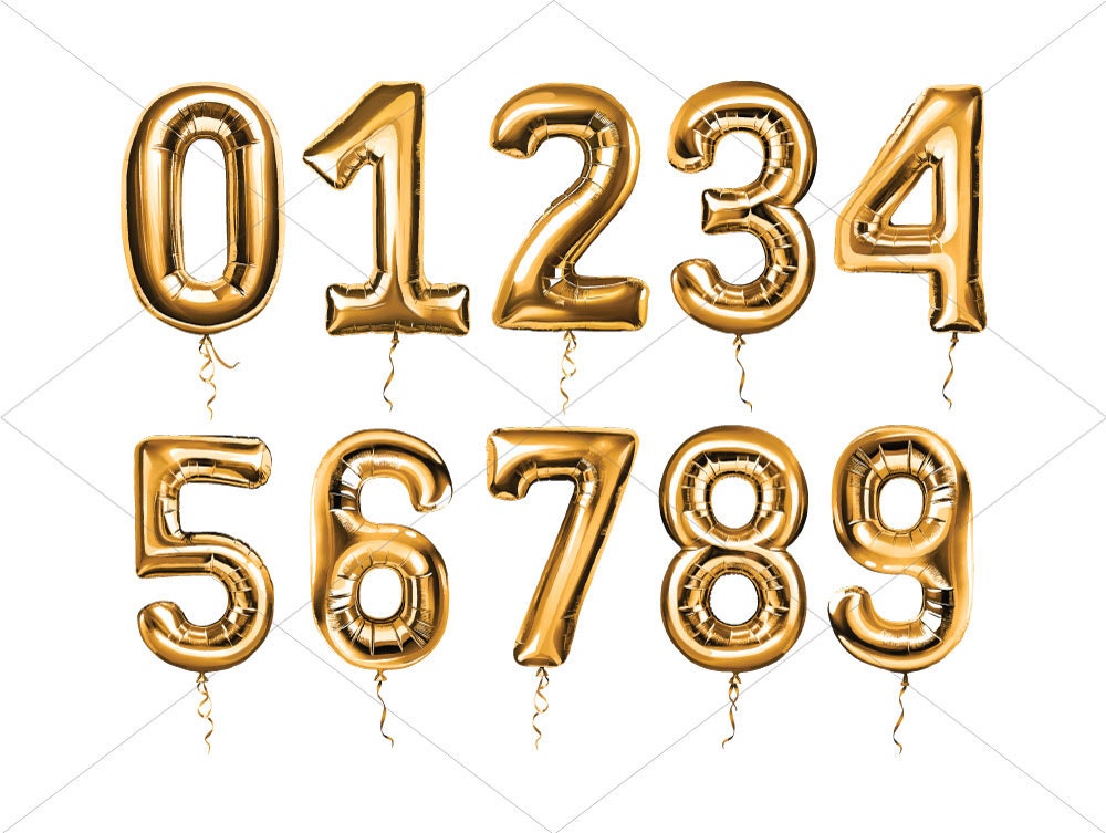 Foil Balloon Numbers Clipart | PNG Svg Ai PDF EPS | Vector Metallic ...