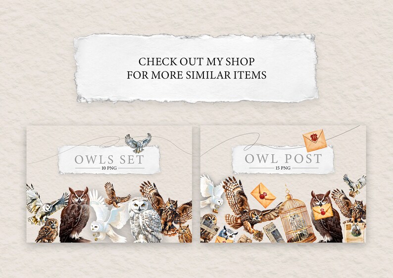 Watercolor Owls Clipart: Brown and Polar Owl PNG Stickers (digital ...