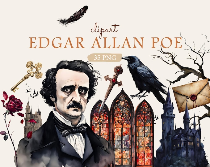 Edgar Allan Poe PNG Clipart Set, Gothic Raven Art (commercial Use ...