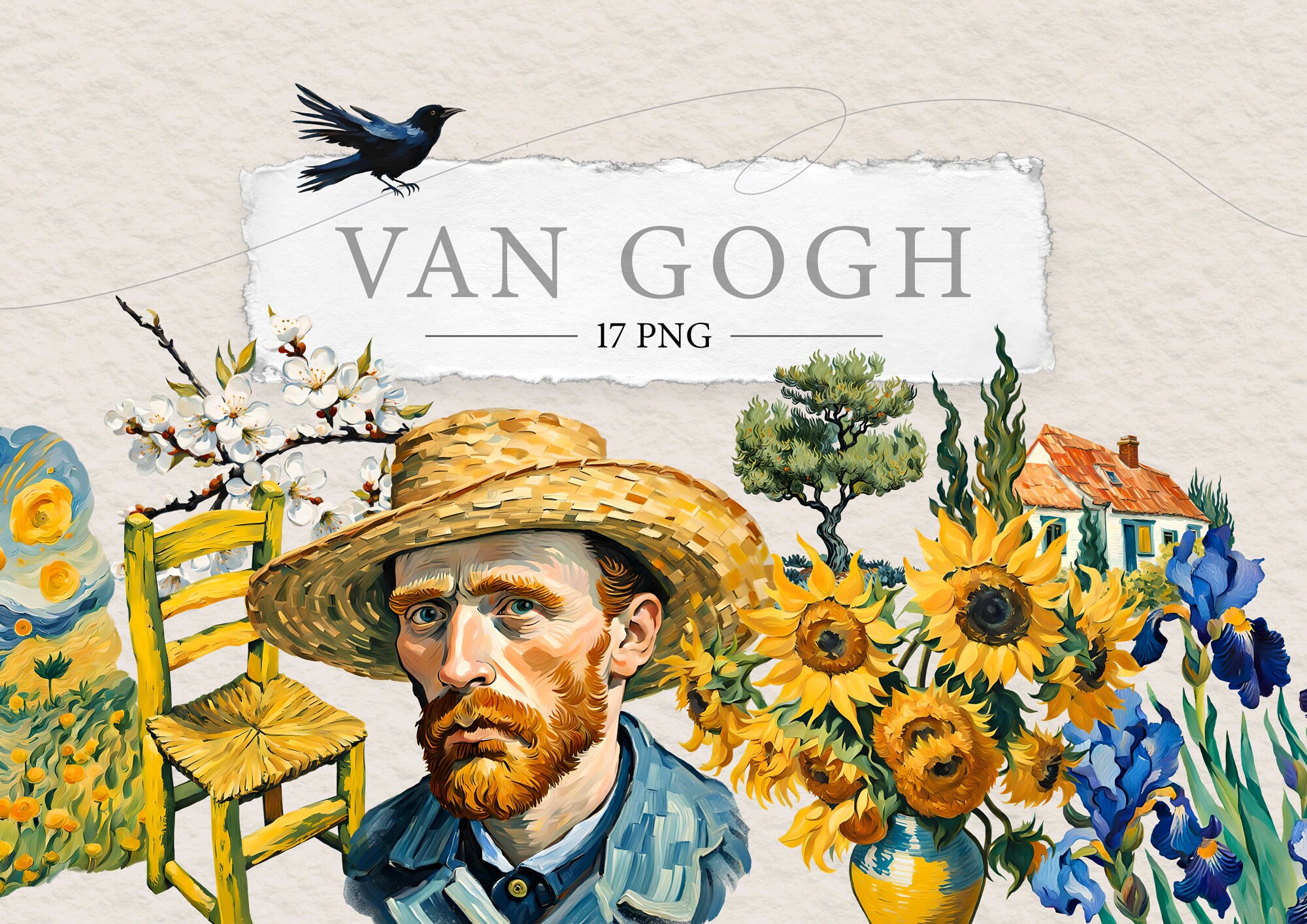 Van Gogh Clipart Vincent Oil Paintings Illustration Designs 17 ...