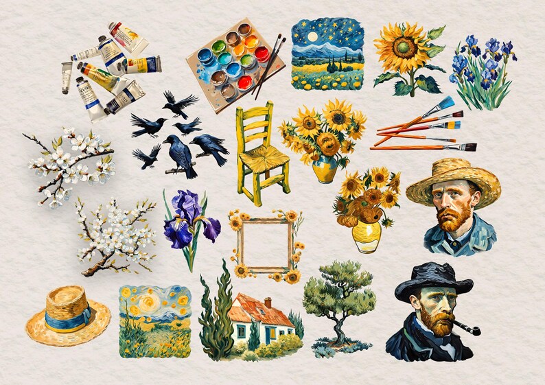 Van Gogh Clipart | Vincent Oil Paintings Illustration Designs ...