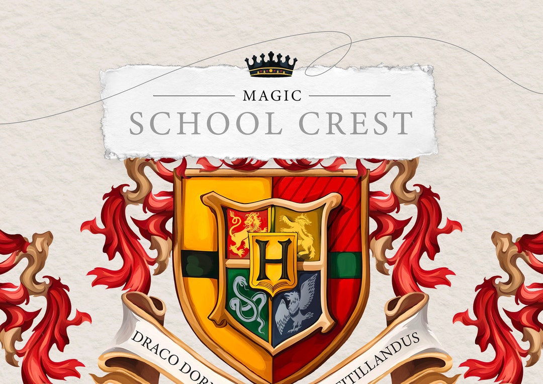Magic School Crest Clipart / Wizard School Escudo de armas / Diseño de ...