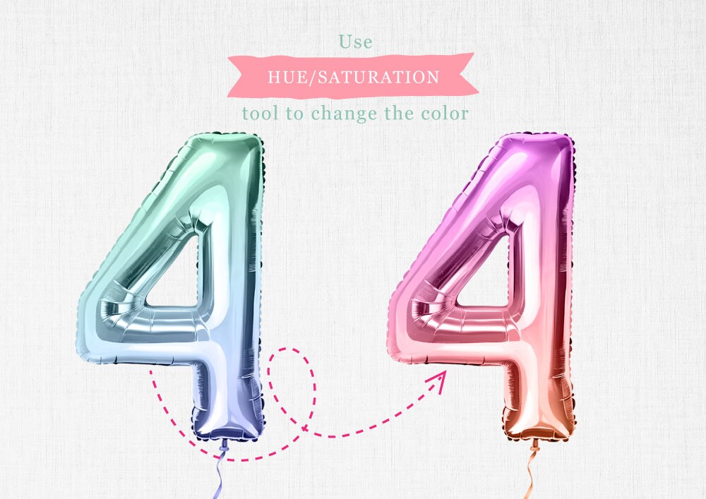Numbers Balloons Clip Art Pastel Metallic Foil Balloons 10 Painted PNG ...