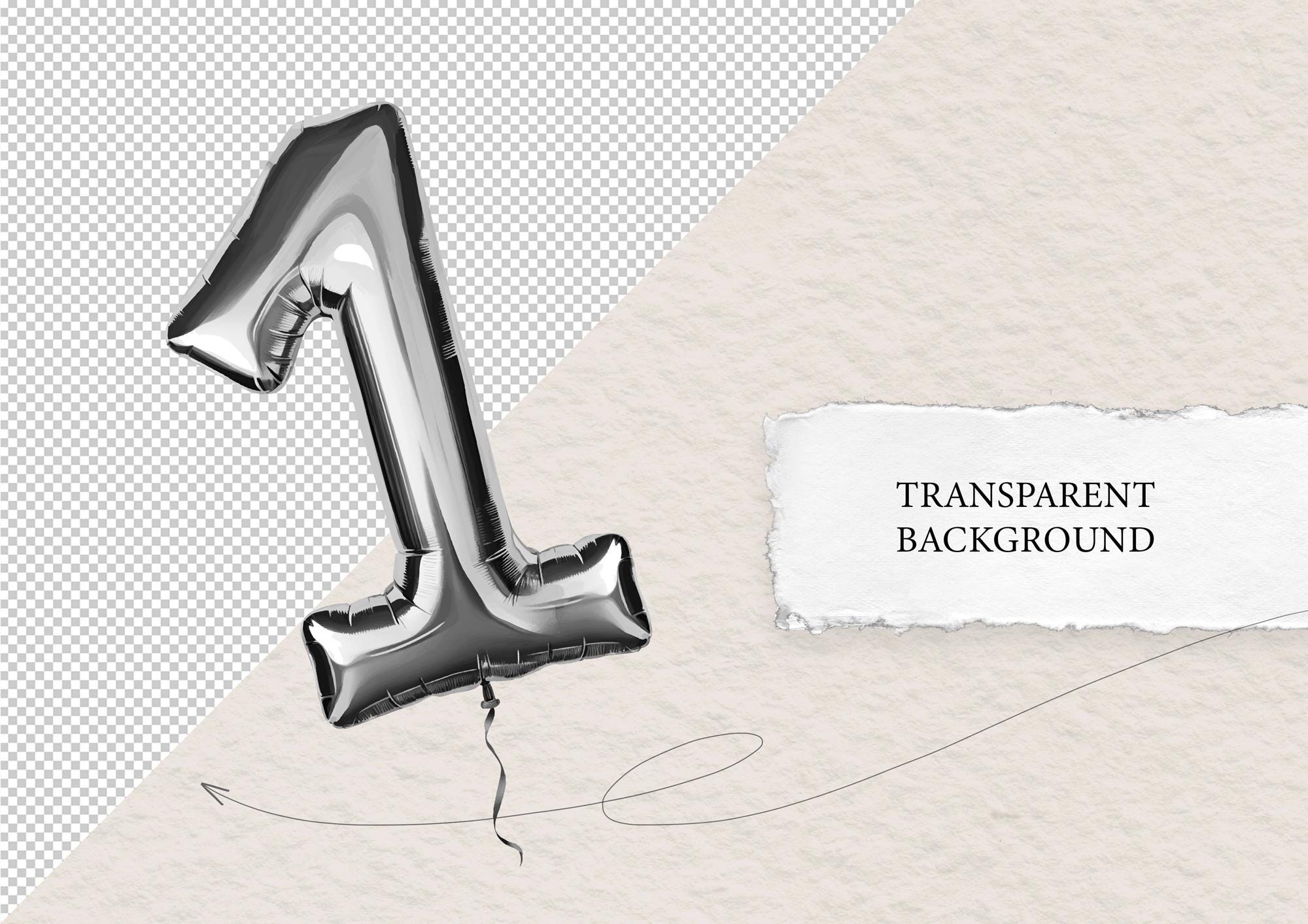 Silver Balloon Numbers Clipart: Vector Metallic Font (digital Design ...
