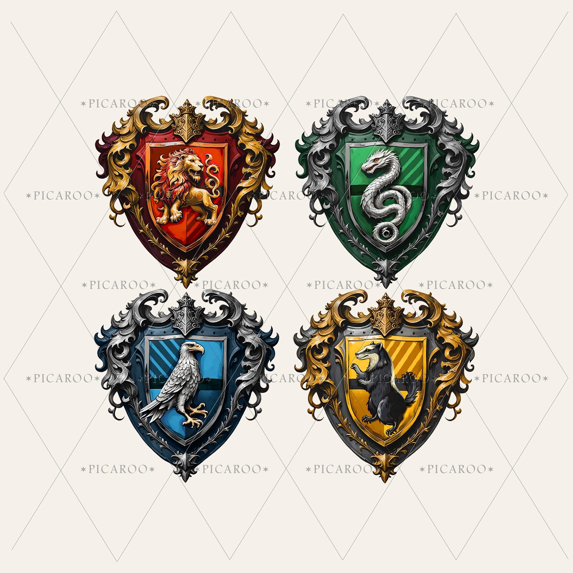 Animals Coats of Arms Clipart: Watercolor Lion, Eagle, Snake, Badger ...