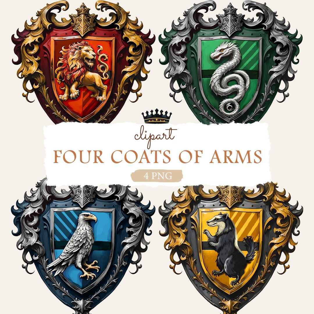 Animals Coats of Arms Clipart: Watercolor Lion, Eagle, Snake, Badger ...