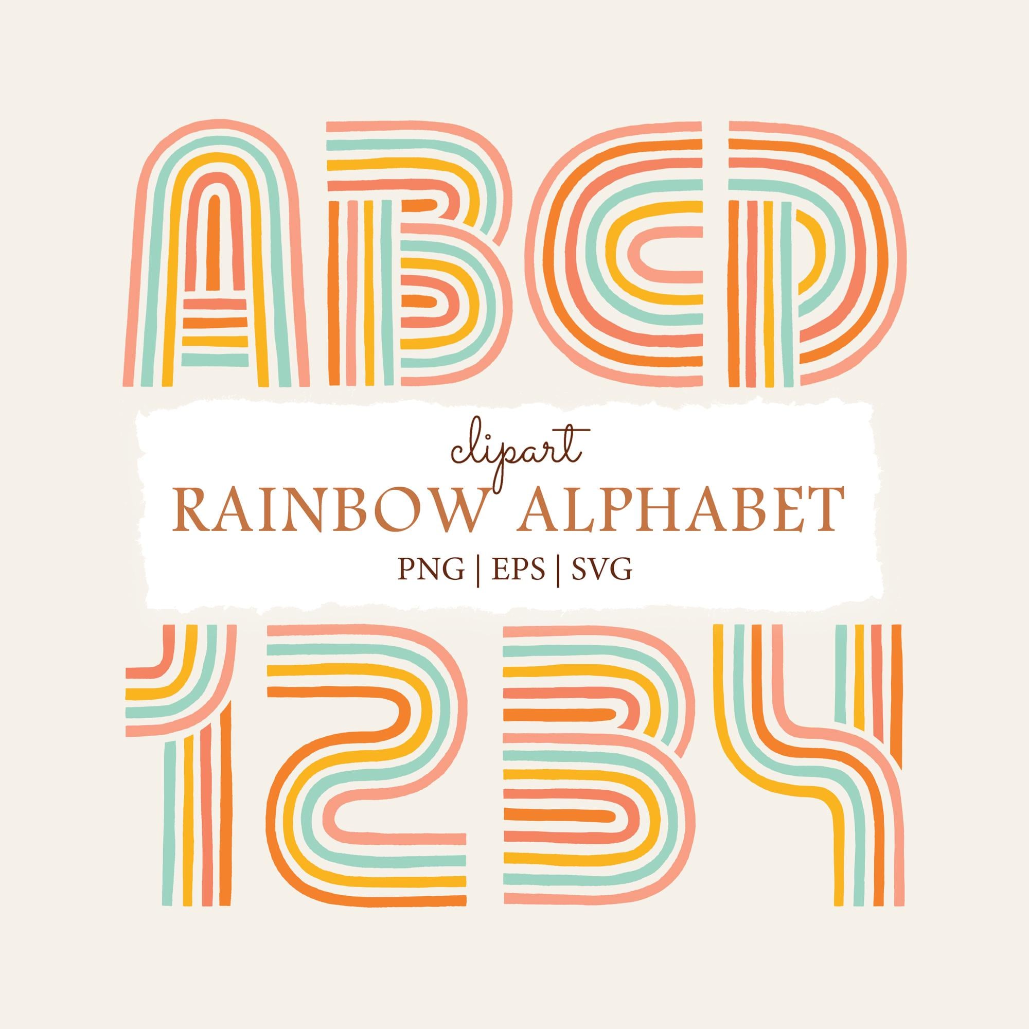 Retro Rainbow Alphabet Clipart | 70s Groovy Letters & Numbers | Vintage ...