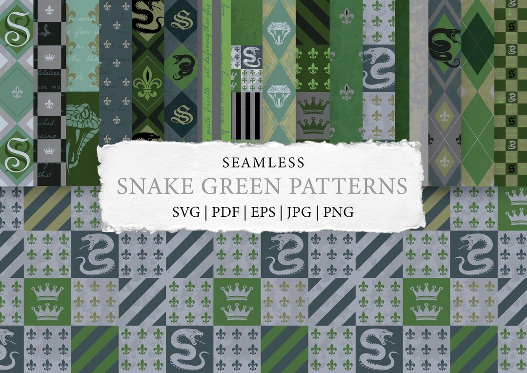 Snake Green Seamless Patterns: Medieval Paper Digital Clipart (16 PNG ...