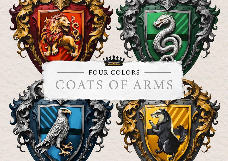 Four Colors Coats of Arms Clipart | Red Green Yellow Blue Teams ...